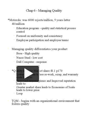 Chap 6 Managing Quality presentation | free to download
