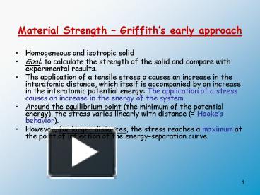 PPT – Material Strength Griffiths early approach PowerPoint ...
