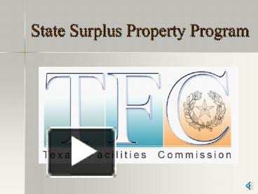 State Surplus Property Program presentation | free to view