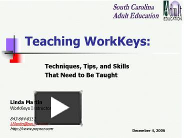 PPT – Teaching WorkKeys: PowerPoint presentation | free to view - id ...