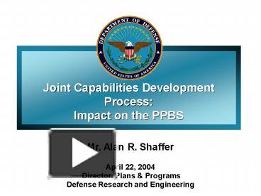 Joint Capabilities Development Process: presentation | free to view