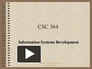 PPT – CSC 364 PowerPoint presentation | free to view - id: 15e0b7-OWM1Y