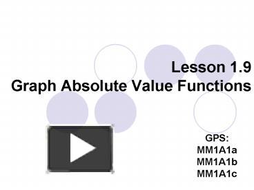 Lesson 1'9 Graph Absolute Value Functions presentation | free to view