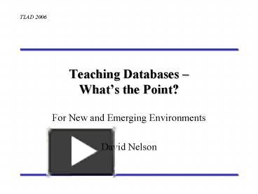Teaching Databases presentation | free to view