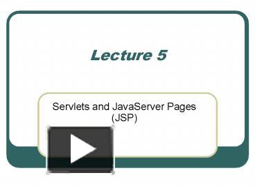 Servlets and JavaServer Pages JSP presentation | free to view