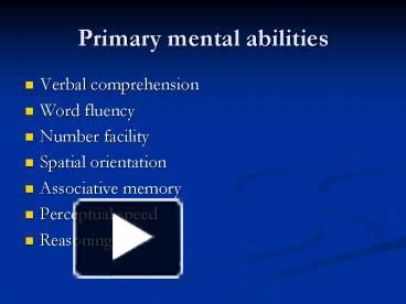 Primary mental abilities presentation | free to view