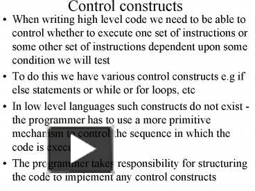 Control constructs presentation | free to view