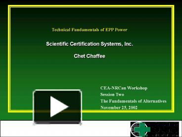 Technical Fundamentals of EPP Power presentation | free to view