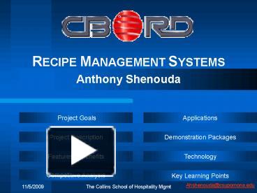 RECIPE MANAGEMENT SYSTEMS presentation | free to view