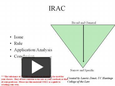 IRAC presentation | free to view