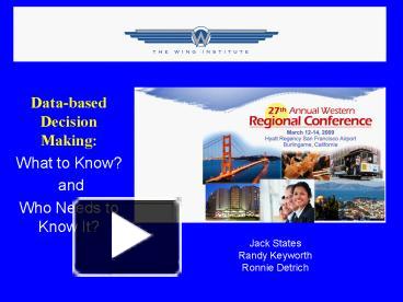 Data-based Decision Making: presentation | free to view