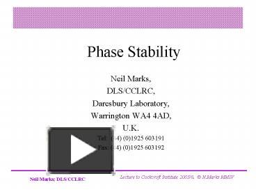 PPT – Phase Stability PowerPoint presentation | free to download - id ...