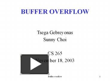 BUFFER OVERFLOW presentation | free to download