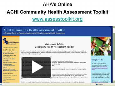 PPT – AHAs Online ACHI Community Health Assessment Toolkit PowerPoint ...