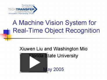 PPT – A Machine Vision System for RealTime Object Recognition ...