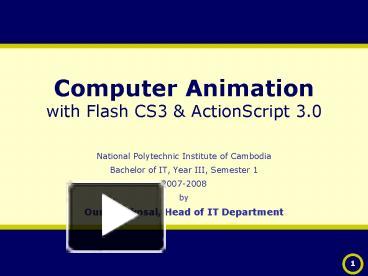 PPT – Computer Animation with Flash CS3 PowerPoint presentation | free ...