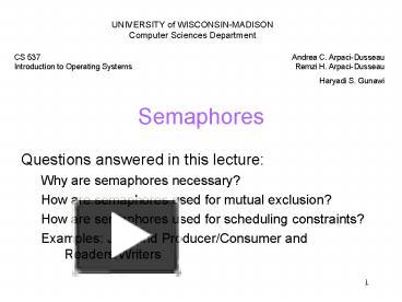 PPT – Semaphores PowerPoint presentation | free to view - id: 162d3f-MjdjM