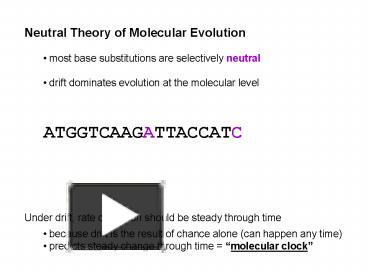 Neutral Theory of Molecular Evolution presentation | free to view
