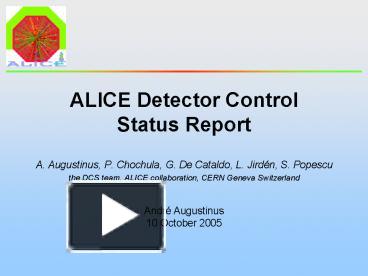 PPT – ALICE Detector Control Status Report PowerPoint presentation ...