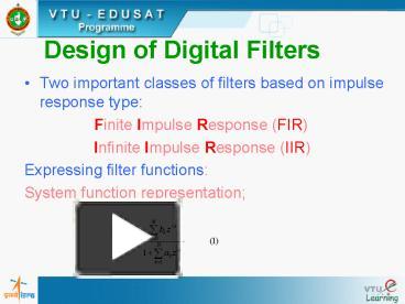 PPT – Design of Digital Filters PowerPoint presentation | free to view ...