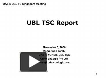UBL TSC Report presentation | free to download