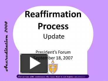 PPT – Reaffirmation Process PowerPoint presentation | free to view - id ...
