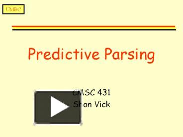 PPT – Predictive Parsing PowerPoint presentation | free to view - id ...