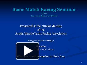 Basic Match Racing Seminar 2003 Introduction and Drills presentation ...