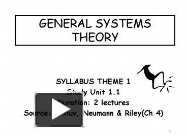 GENERAL SYSTEMS THEORY presentation | free to view