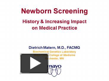 Newborn Screening presentation | free to view