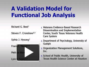 PPT – A Validation Model for Functional Job Analysis PowerPoint ...