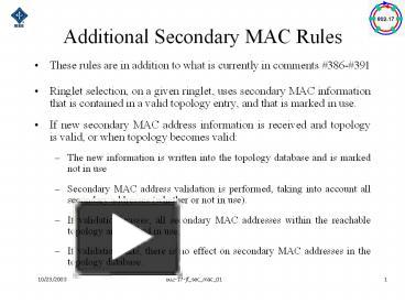 PPT – Additional%20Secondary%20MAC%20Rules PowerPoint presentation ...