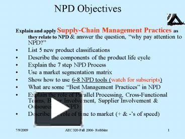 NPD Objectives presentation | free to view
