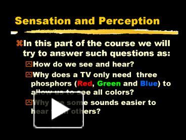 PPT – Sensation and Perception PowerPoint presentation | free to view ...