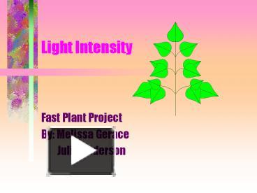 Light Intensity presentation | free to view