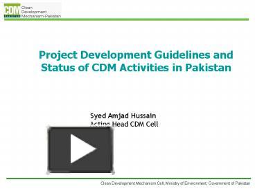 PPT – Project Development Guidelines and Status of CDM Activities in ...
