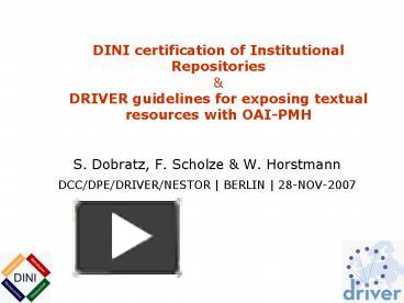 DINI certification of Institutional Repositories presentation | free to ...