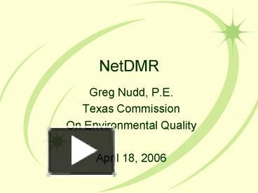 NetDMR presentation | free to download