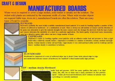 MANUFACTURED BOARDS presentation | free to view