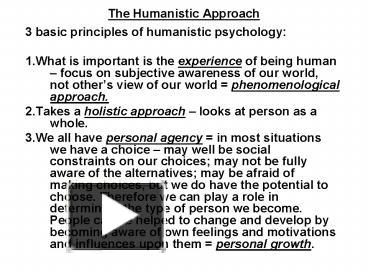 PPT – The Humanistic Approach PowerPoint presentation | free to view ...