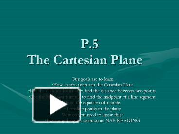 P'5 The Cartesian Plane presentation | free to view
