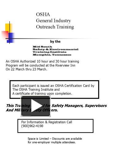 PPT – OSHA PowerPoint presentation | free to download - id: 1668eb-ZDc1Z