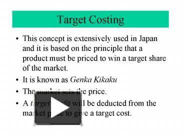PPT – Target Costing PowerPoint presentation | free to view - id ...