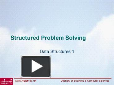 Structured Problem Solving presentation | free to view