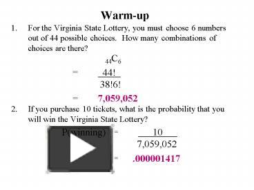 PPT – Warmup PowerPoint presentation | free to view - id: 16757-OTgxY