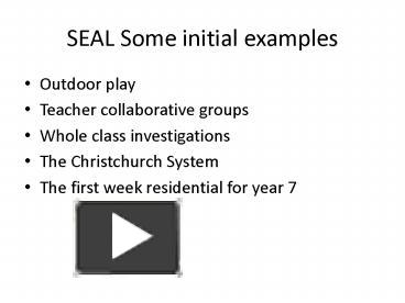 SEAL Some initial examples presentation | free to download