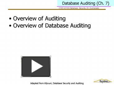 Database Auditing Ch' 7 presentation | free to view
