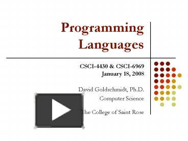 Programming Languages presentation | free to view