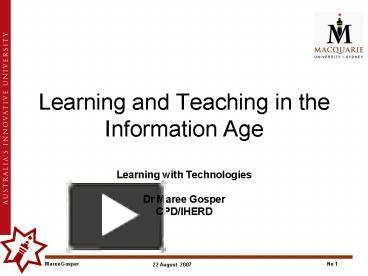 PPT – Learning and Teaching in the Information Age PowerPoint ...
