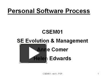 Personal Software Process presentation | free to view